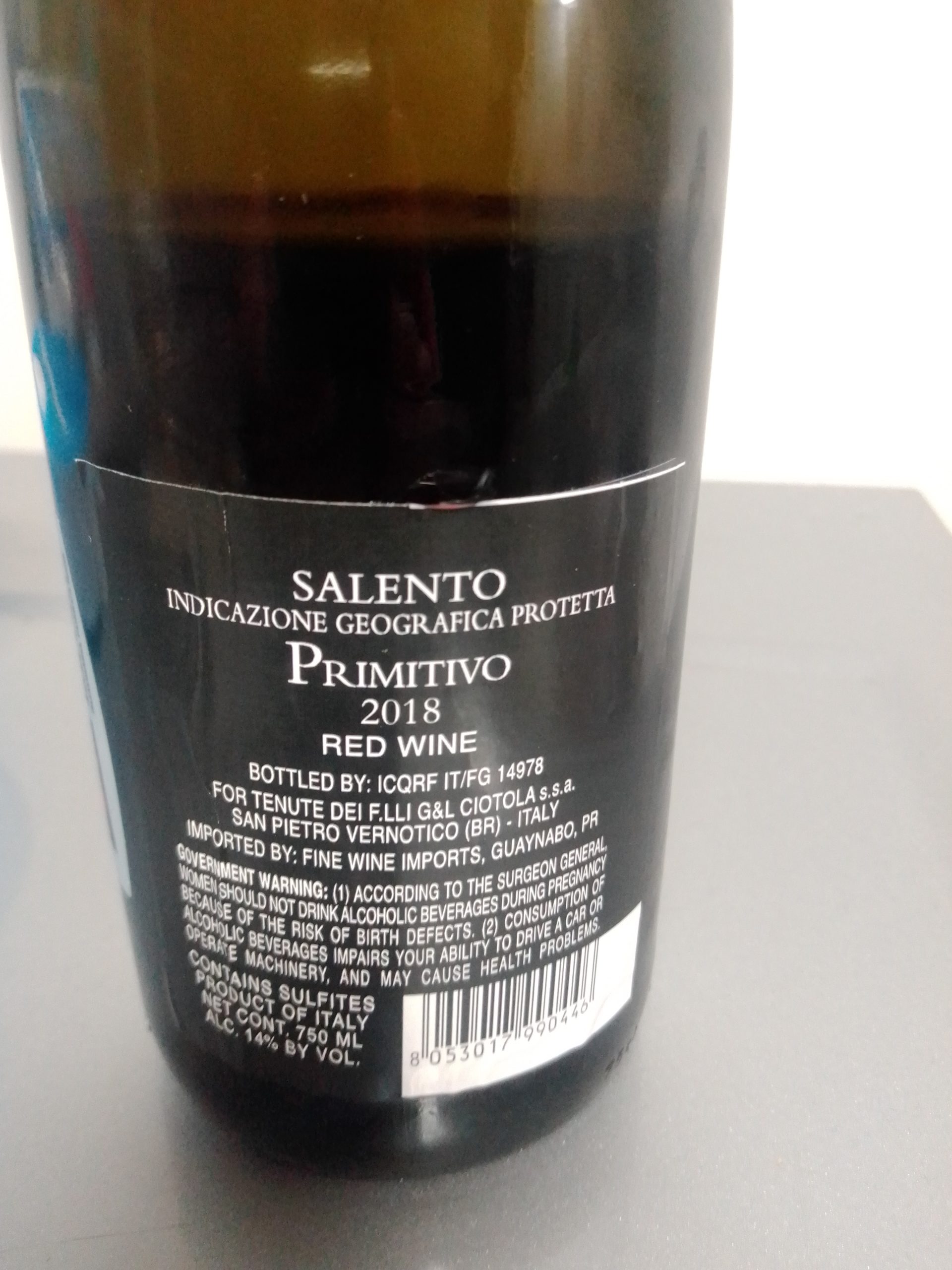 #20 Primitivo – 480 grapes left – The Wine Colt